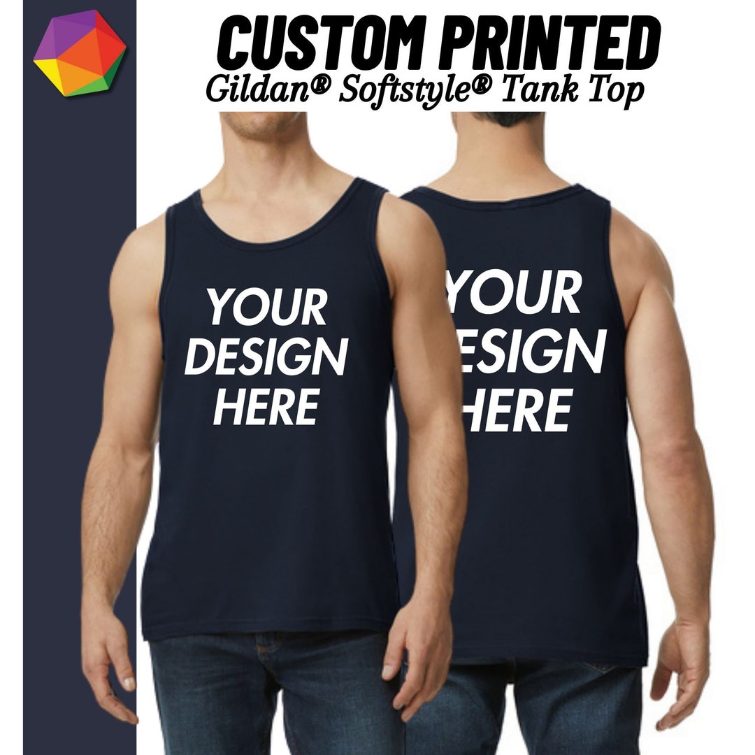 Custom Tank Top for Mens, Gildan® Softstyle® Tank Top, Custom Text Tank ...