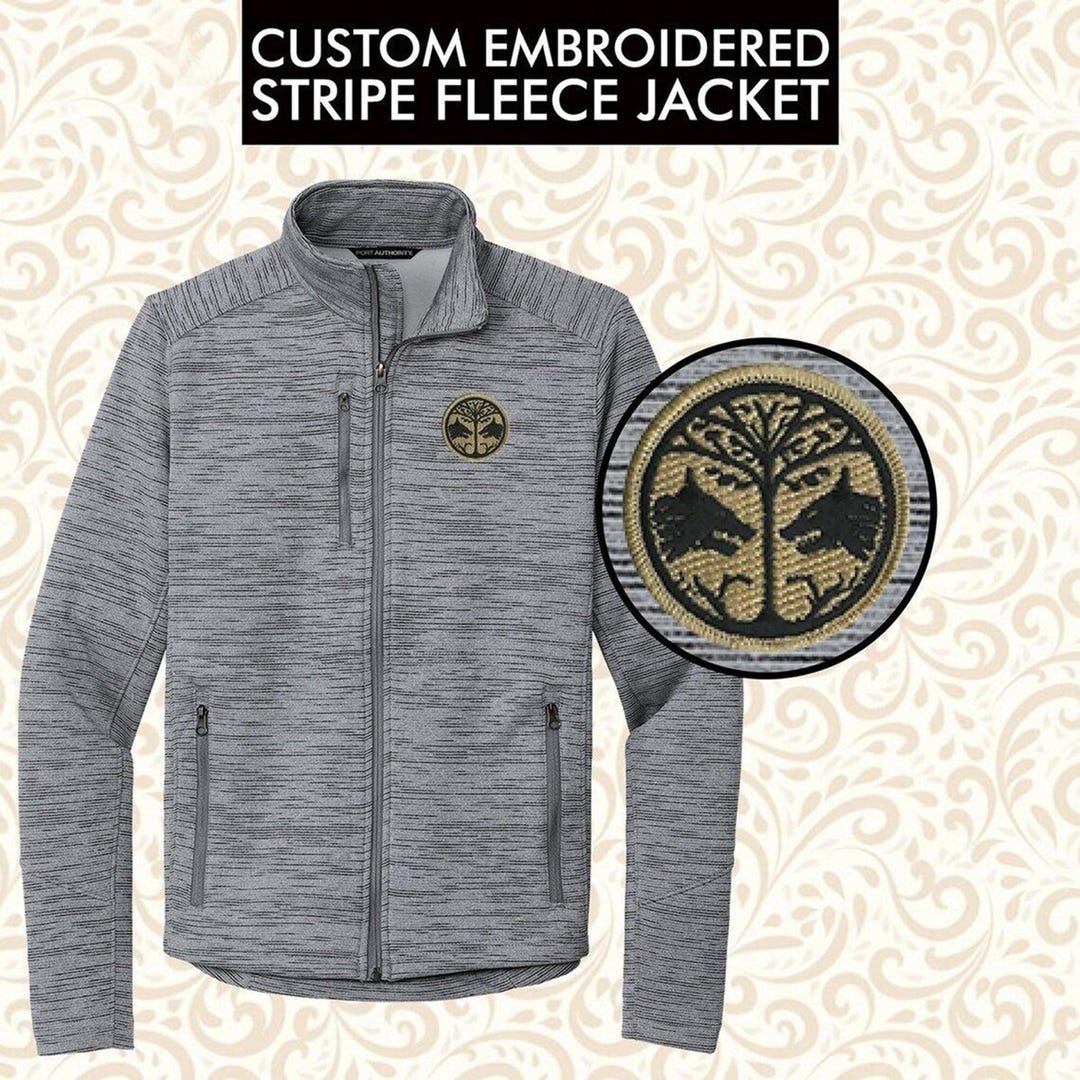 Custom Embroidered Digi Stripe Fleece Jacket: Personalized Logo - Etsy