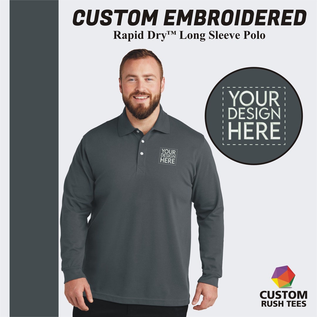 Custom Embroidered Long Sleeve Polo Custom Port Authority® - Etsy