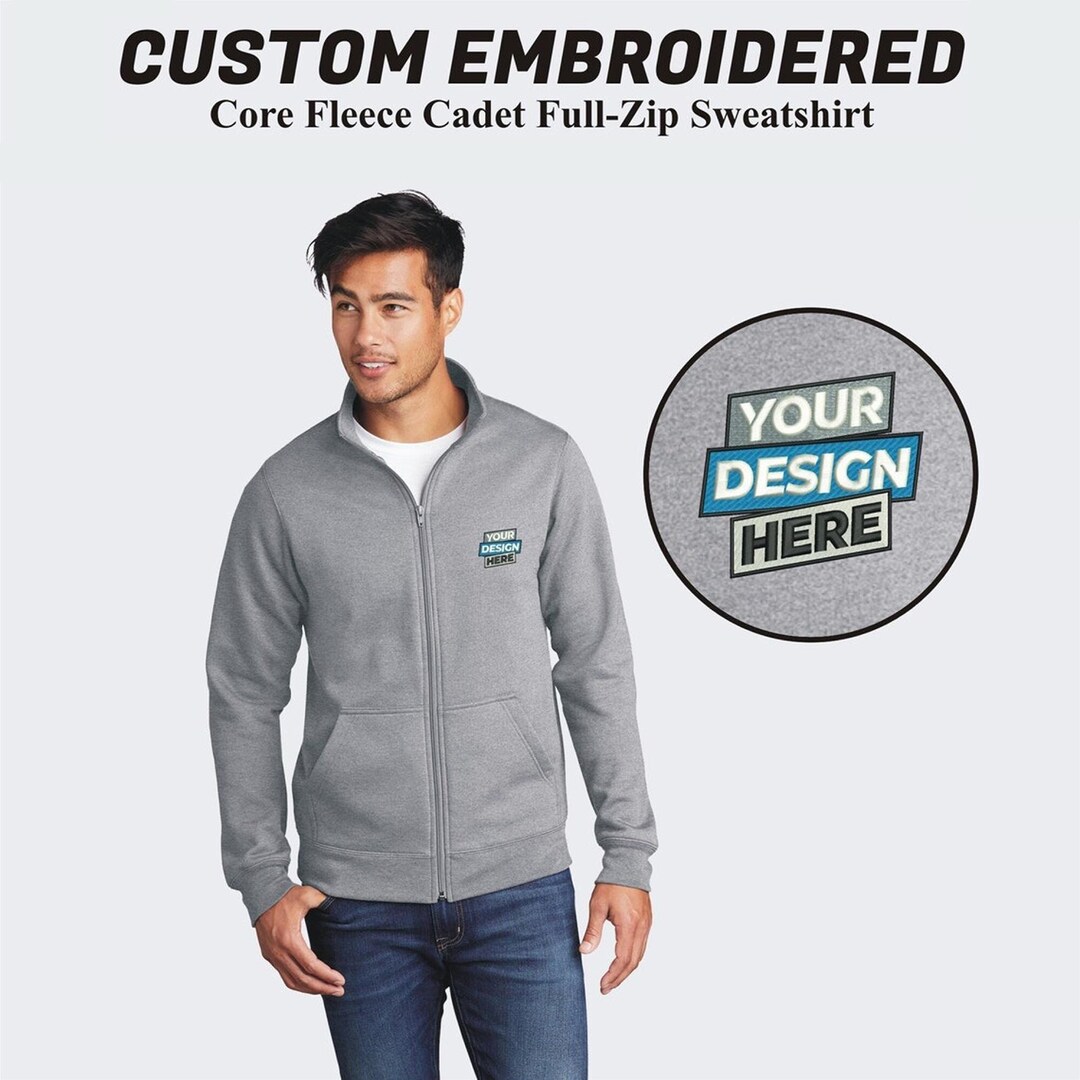 Custom Embroidered Fleece Full-zip Jacket: Personalized Logo - Etsy
