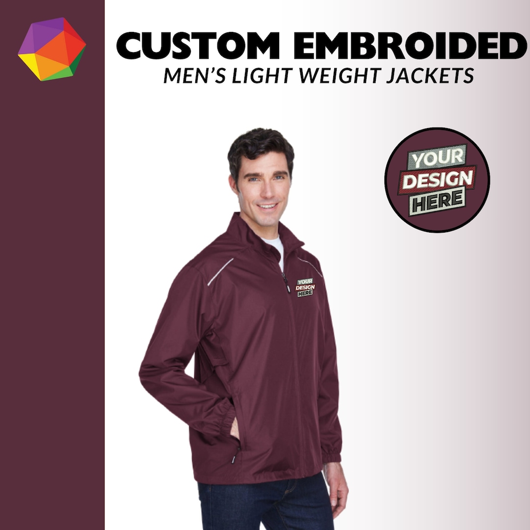 Monogrammed Rain Jacket, Custom Embroidered Jacket, Custom Logo Design ...