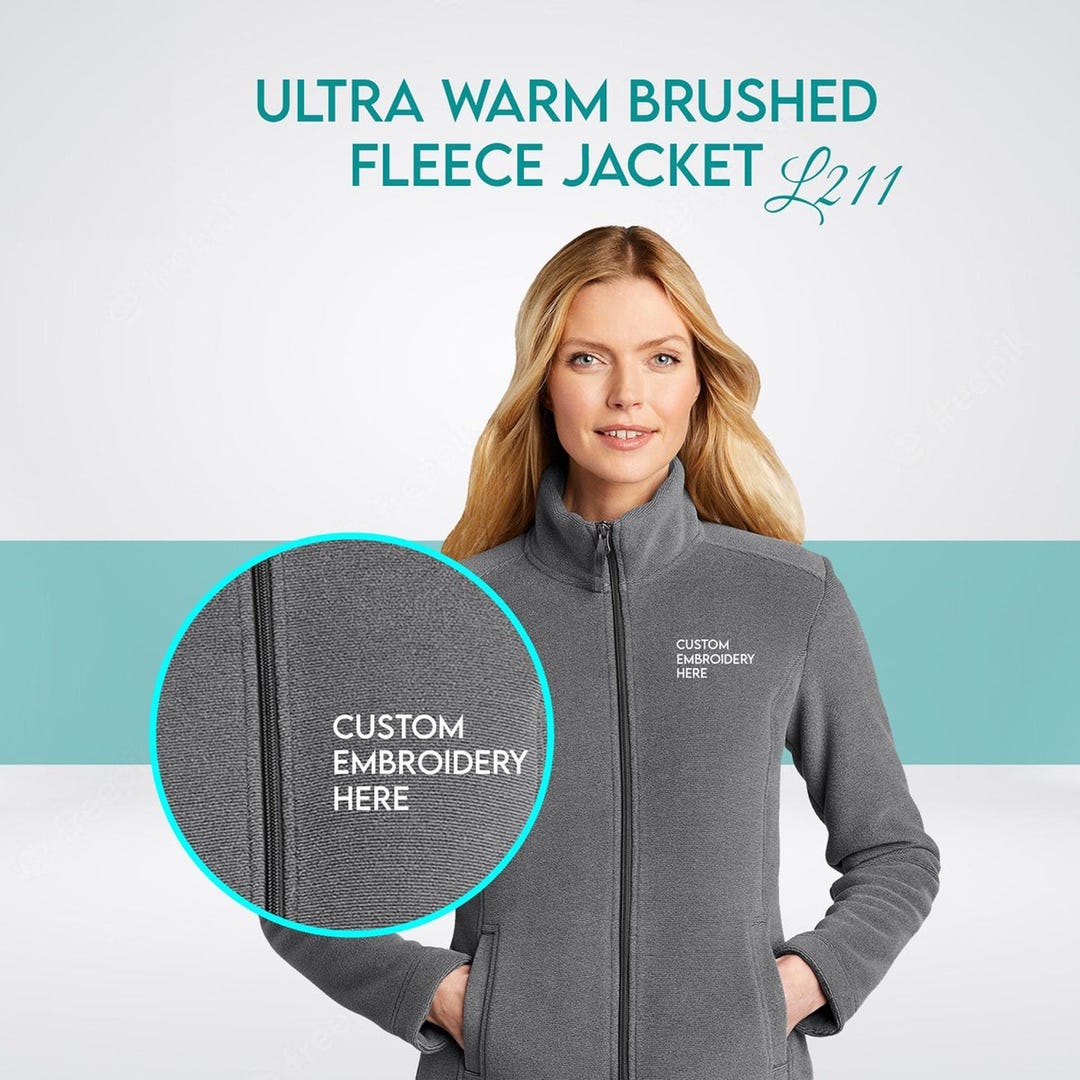Custom Embroidered Fleece Zip-up Jacket: Ultra Warm Women's Jacket - Etsy