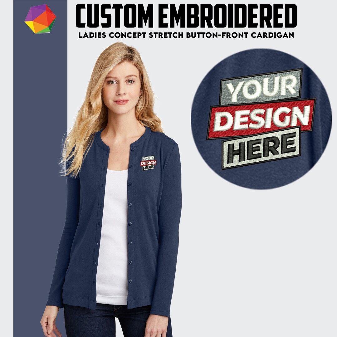 Custom Embroidered Cardigan Customize Button Front Cashmere Cardigan ...