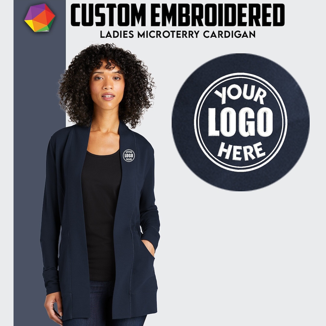 Custom Embroidered Cardigan Custom Women Microterry Cardigan Ultra Soft ...