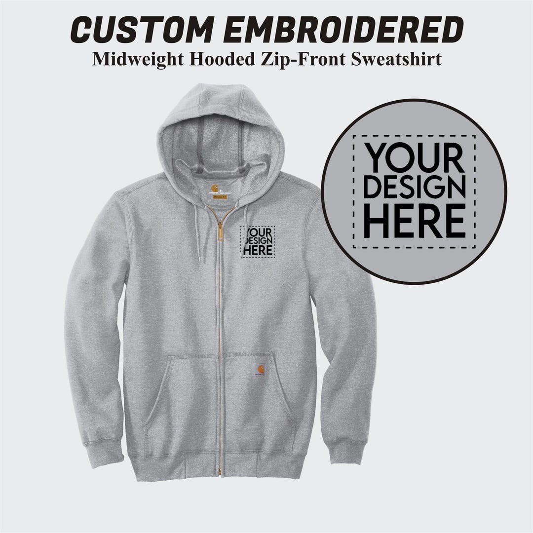 Carhartt ® Custom Midweight Hooded Zip-front Sweatshirt Custom ...