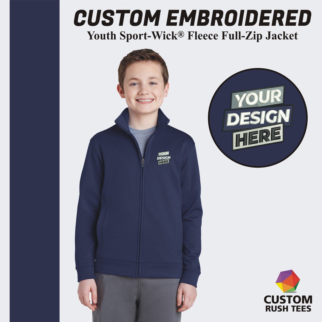 Custom Embroidered Youth Full Zip Jacket Personalized Your Jacket With ...