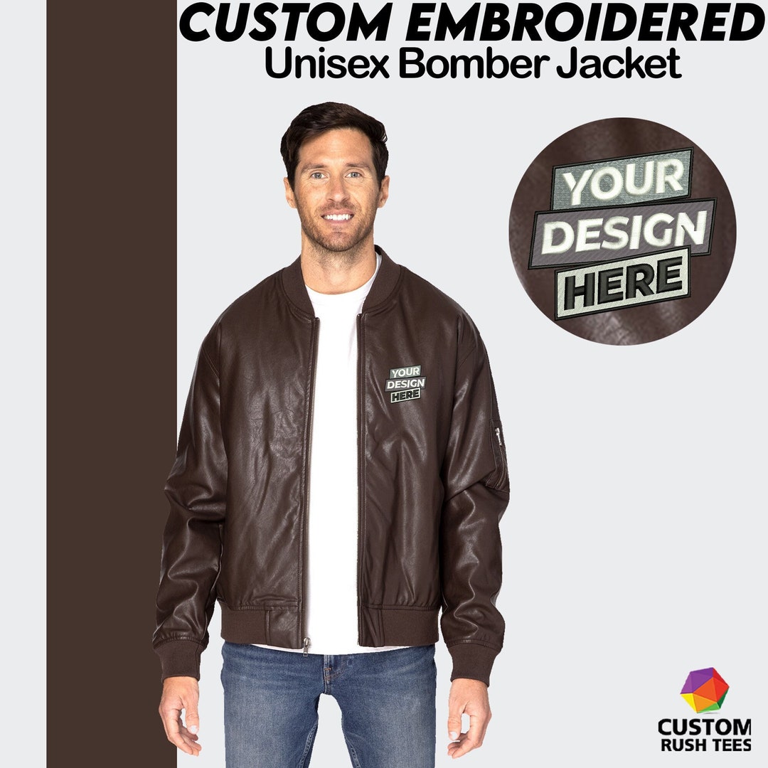 Custom Vegan Leather Bomber Jacket, Custom Leather Jacket, Monogram ...