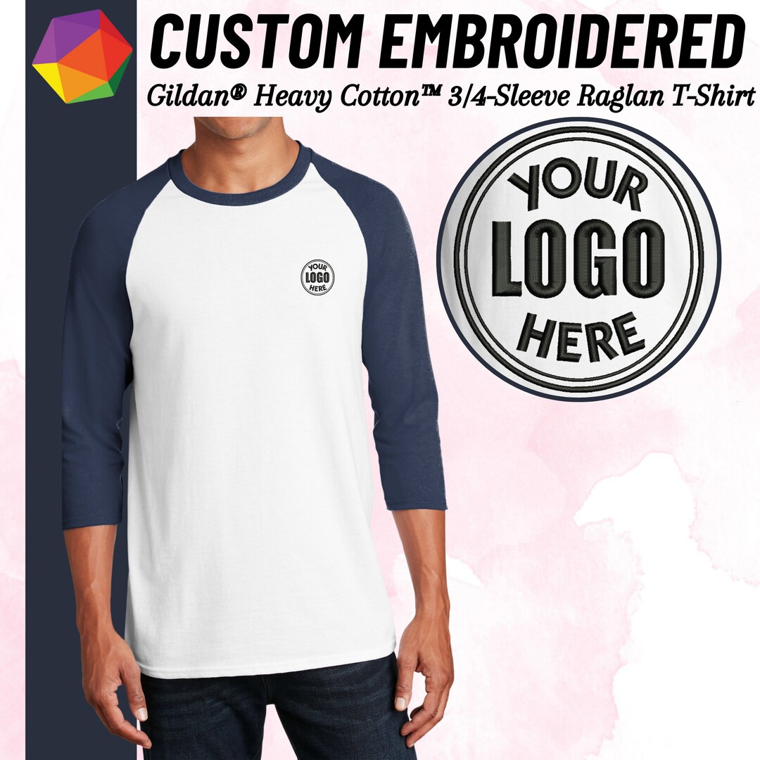 Custom Embroidered Logo Tshirt | Custom Baseball Tshirt | Gildan® Heavy ...