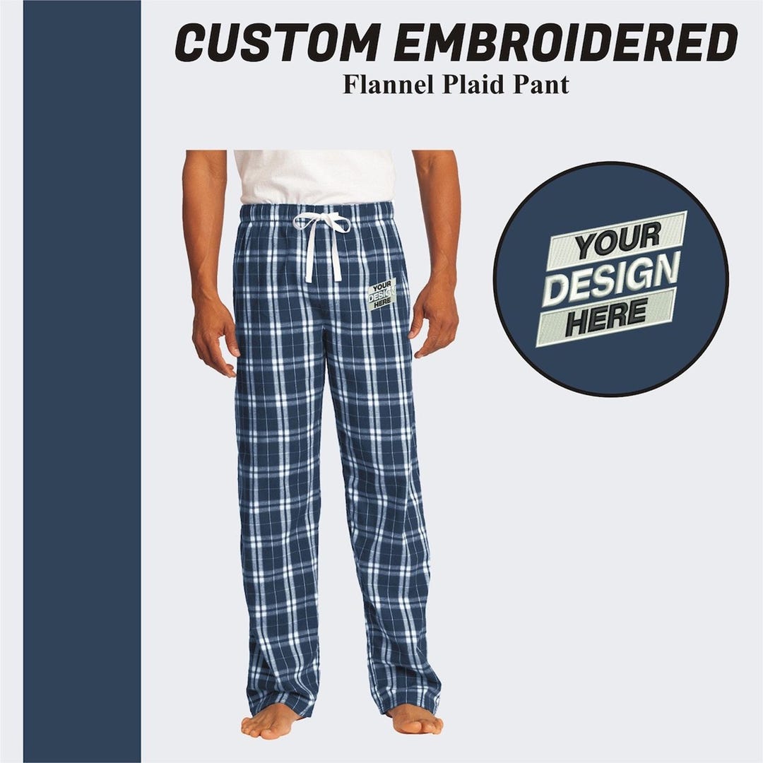 Custom Embroidered Flannel Plaid Pants: Personalized Pajamas - Etsy