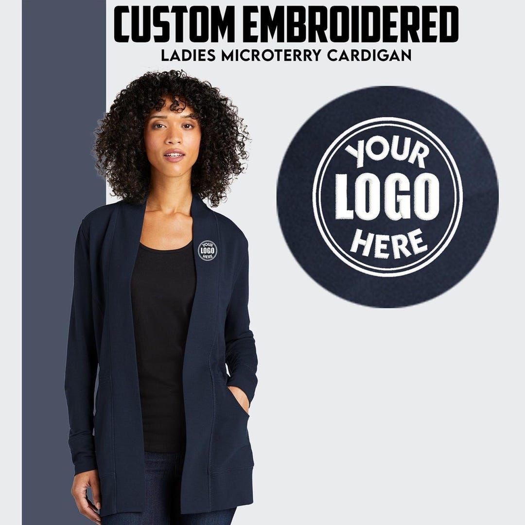 Custom Embroidered Cardigan Custom Women Microterry Cardigan Ultra Soft ...