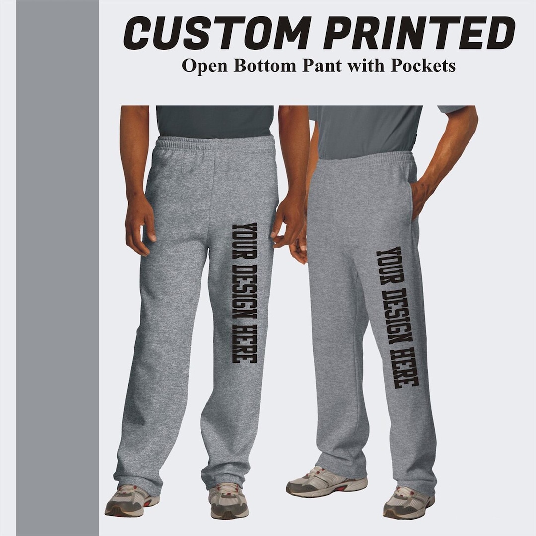 Custom Printed Sweatpants With Pockets: Personalized Fleece Open Bottom ...