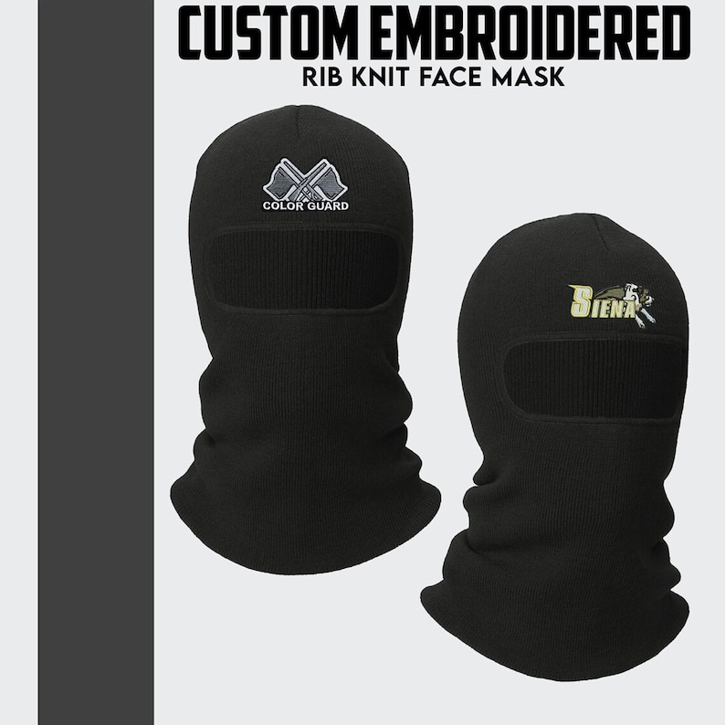 Custom Embroidered Rib Knit Balaclava: Winter Face Mask - Etsy
