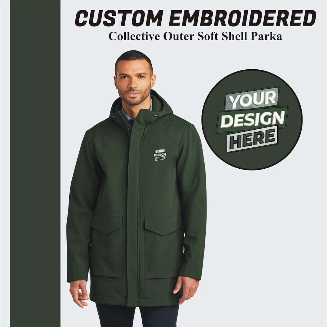 Custom Embroidered Soft Shell Parka Jacket: Water-resistant Fall ...