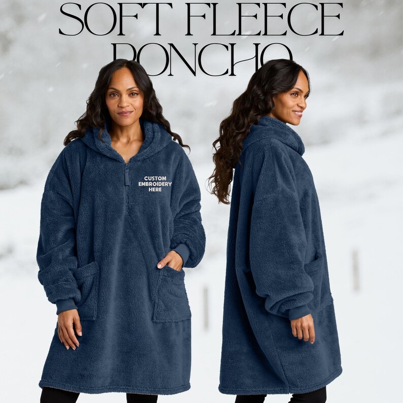 Custom Embroidered Fleece Poncho With Hood: Personalized Winter Wear - Etsy