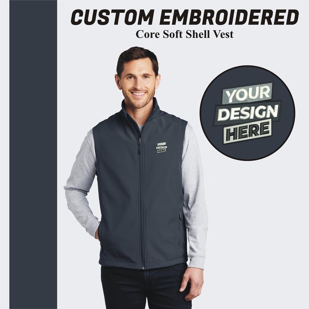 Custom Embroidered Soft Shell Vest: Full Zip Wind Breaker - Etsy