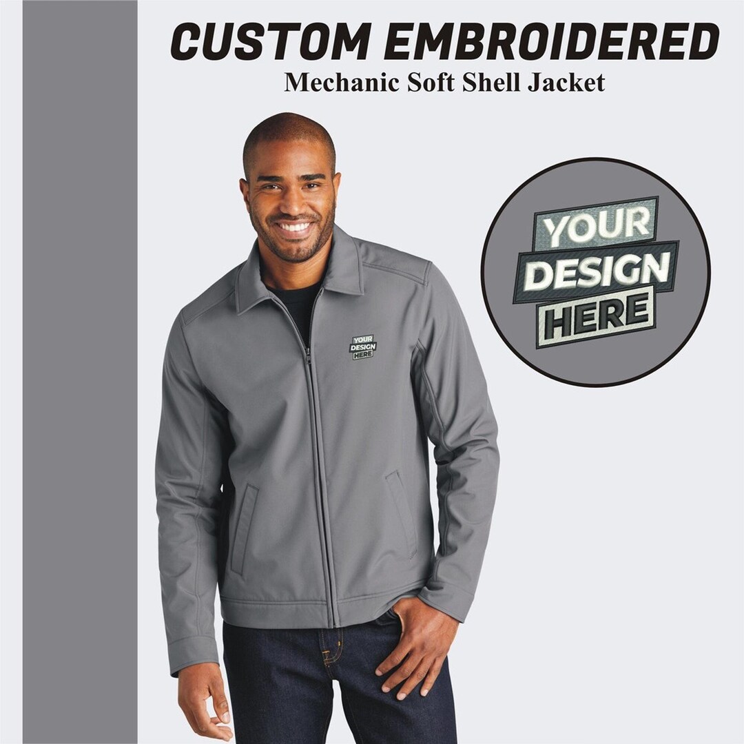 Port Authority® Mechanic Soft Shell Jacket Custom Embroidered Jacket ...