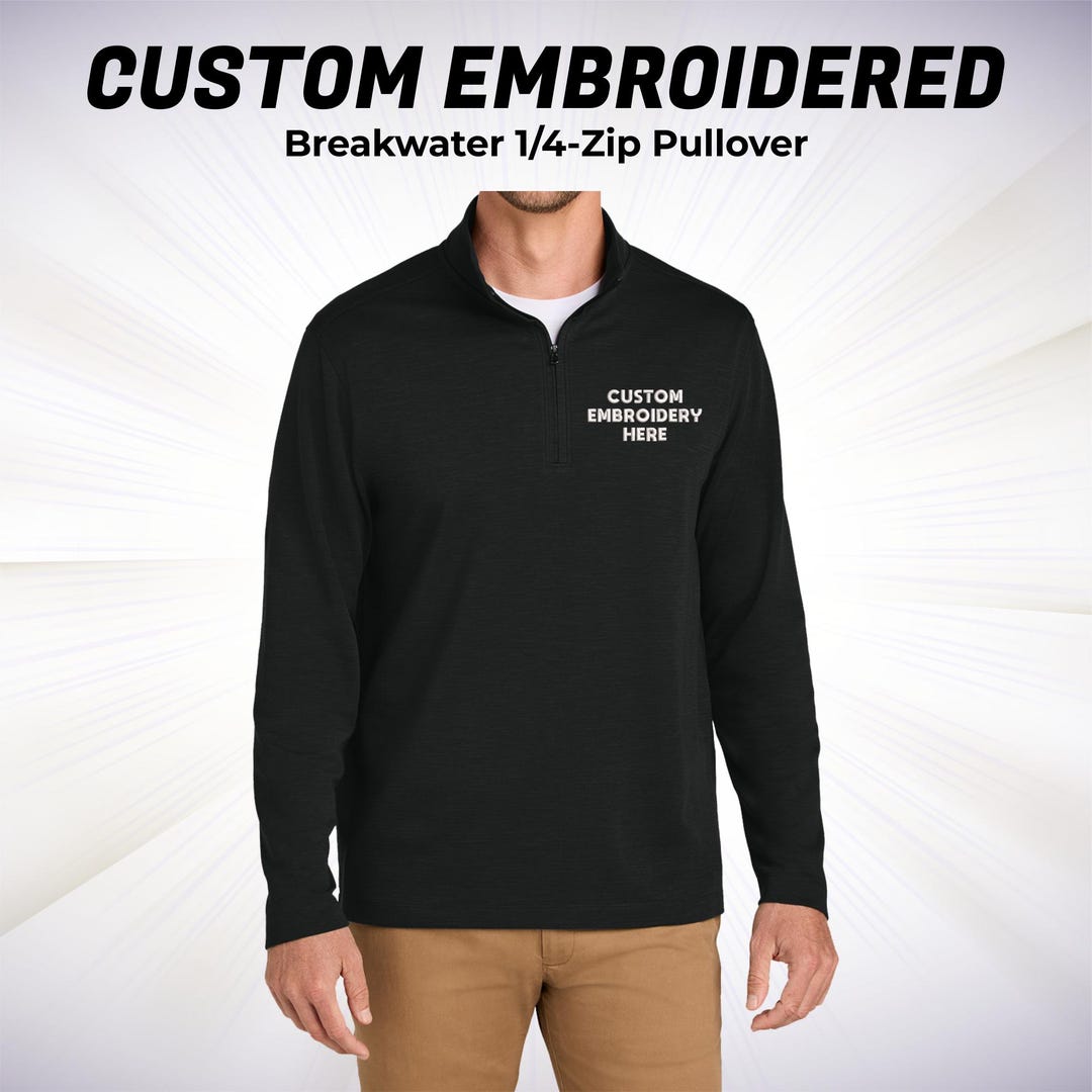 Custom Embroidered Quarter Zip Sweatshirt: Personalized Logo Pullover ...