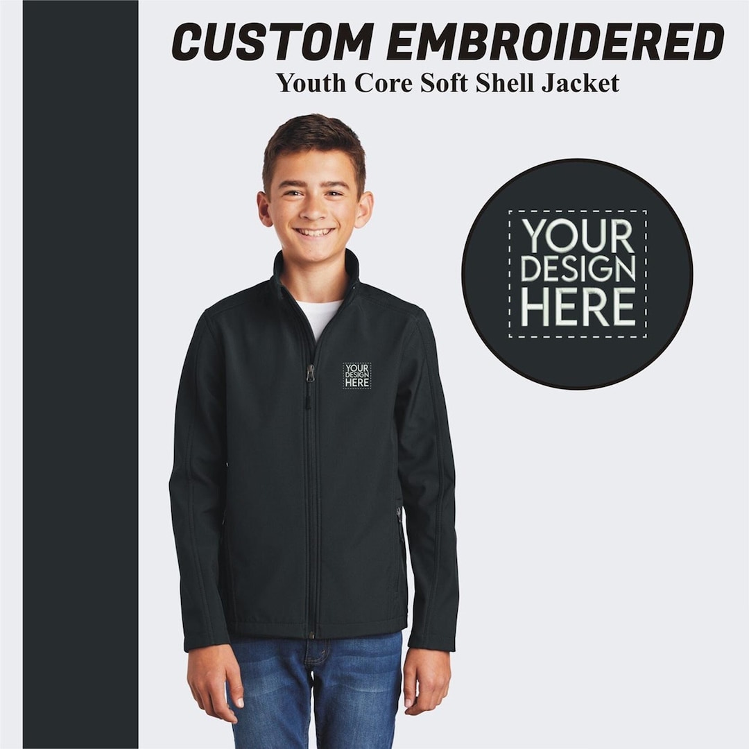Custom Embroidered Youth Soft Shell Jacket: Windbreaker Rain Jacket - Etsy