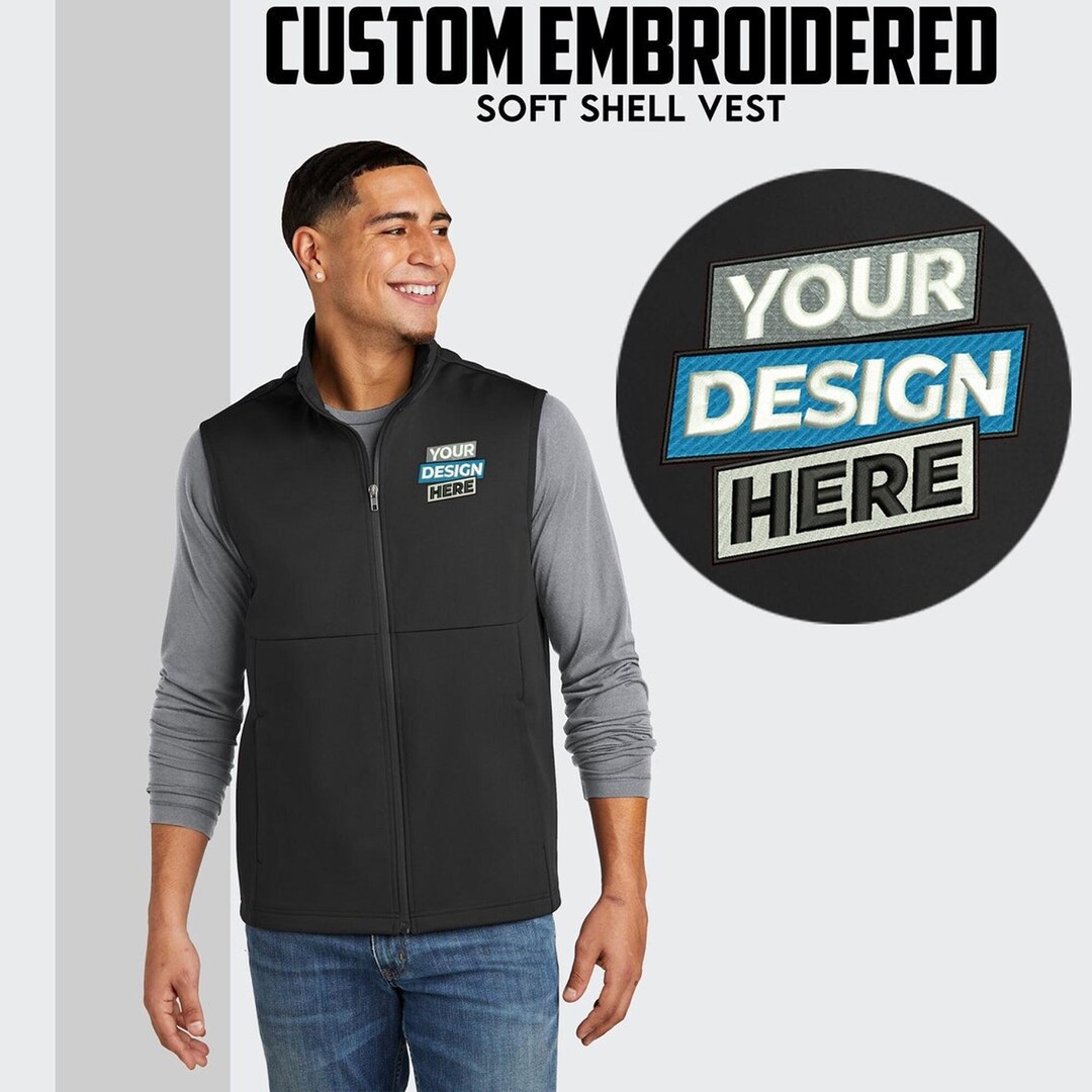 Custom Embroidered Soft Shell Vest: Personalized Logo Gift - Etsy