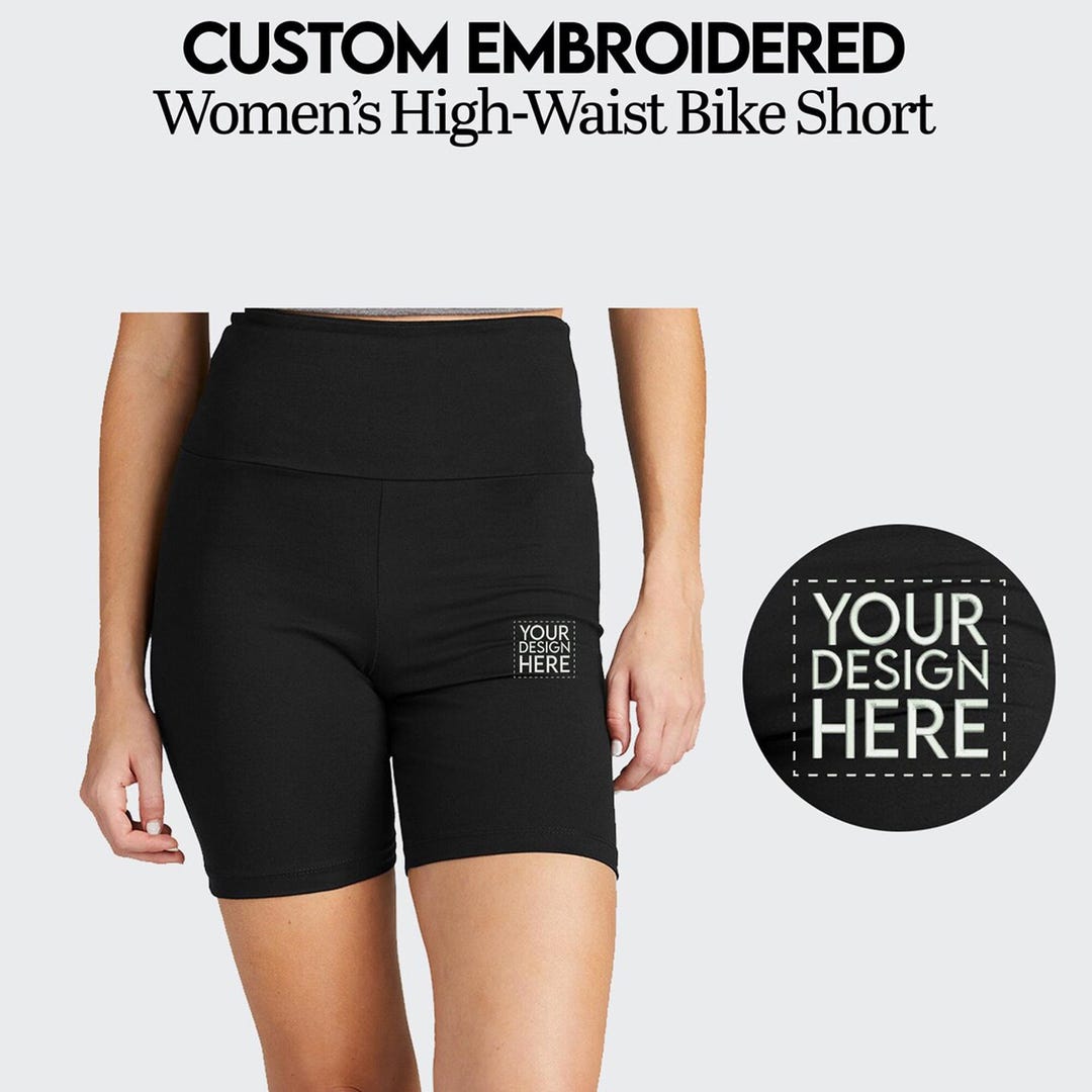 Custom Embroidered Short, Custom Women’s High Waist Bike Short, Custom ...
