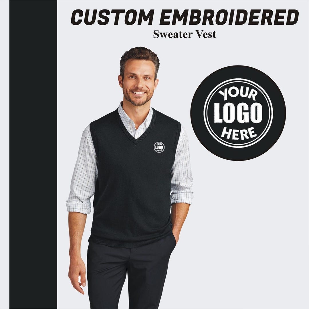 Custom Embroidered Sweater Vest: Port Authority Knit Cotton Blend - Etsy