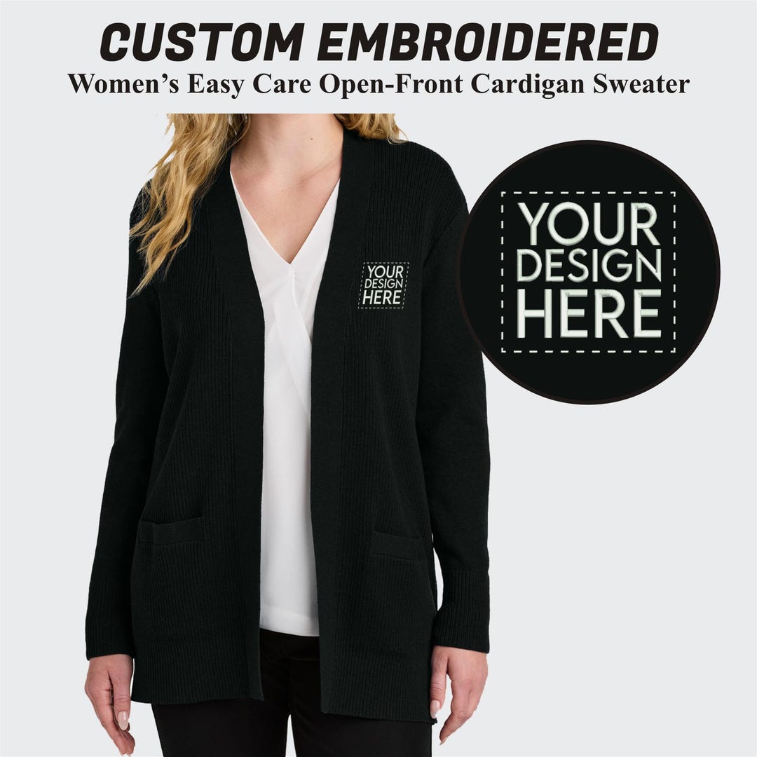 Port Authority® Women Open Front Cardigan Sweater Custom Embroidery ...