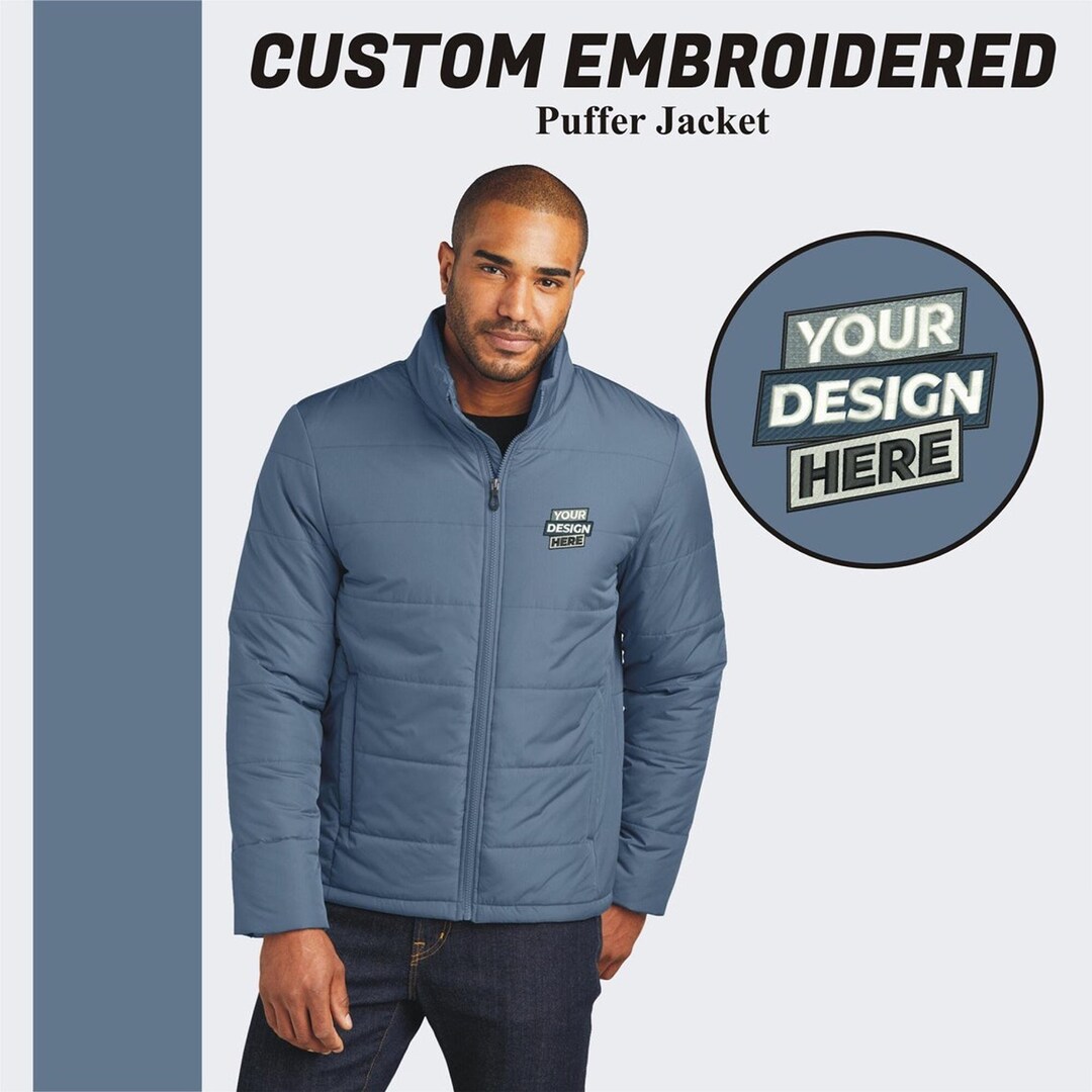 Custom Embroidered Puffer Jacket: Port Authority Water-resistant Full ...