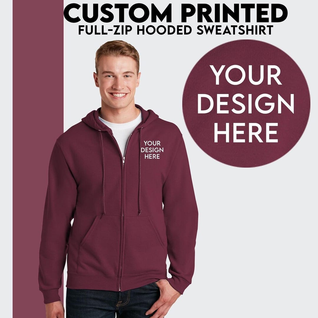 Custom Zip up Hoodie Personalized Your Hoodie Custom Printed Zip up ...