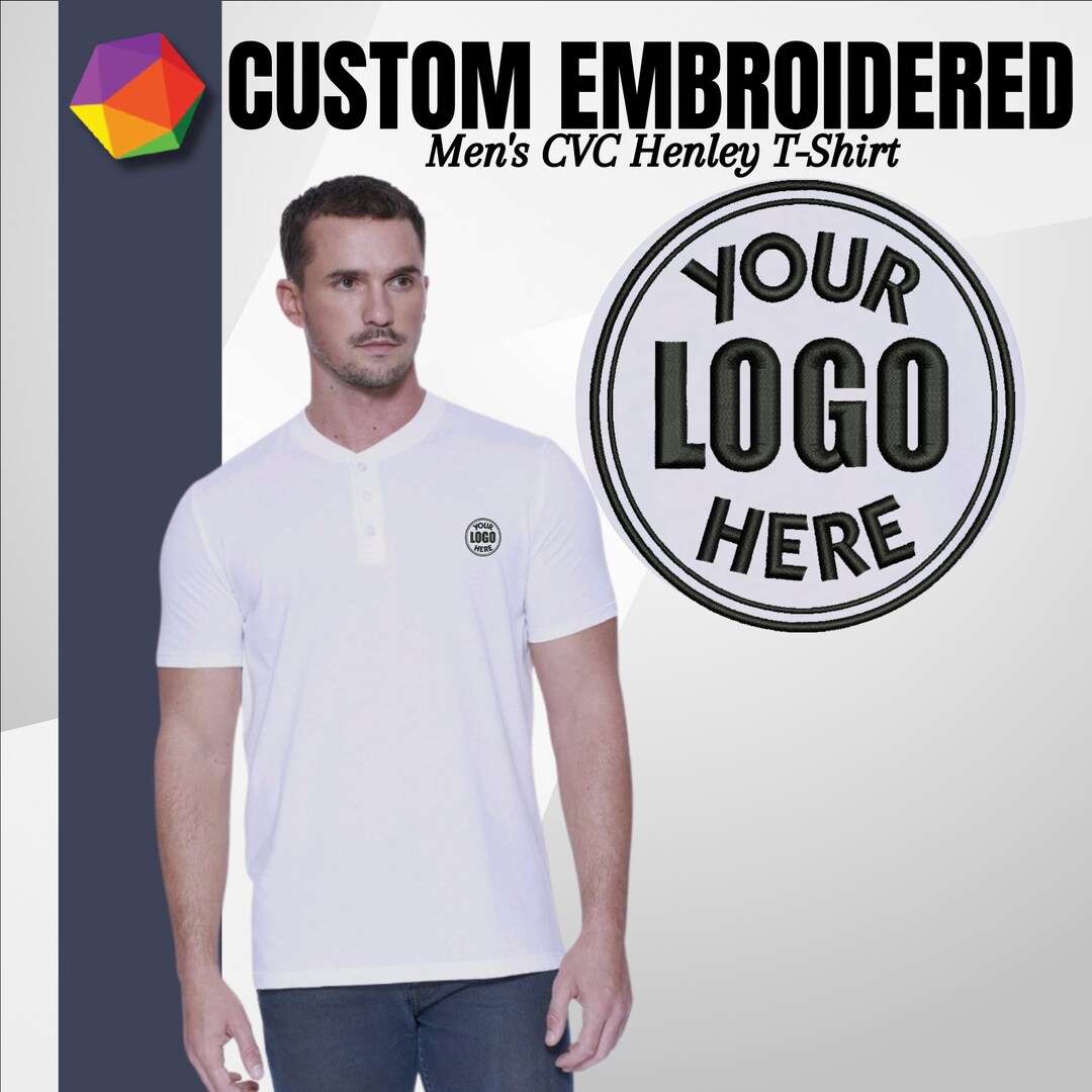 Custom Henley Tshirt, Custom Embroidered Logo Tshirt, Mens Clothing ...