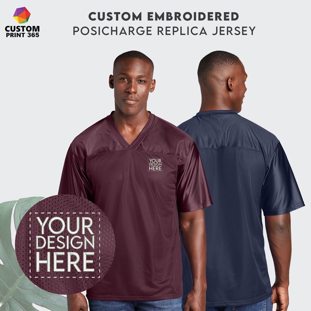 V Neck Football T Shirt Custom Embroidered Jersey Custom Logo ...