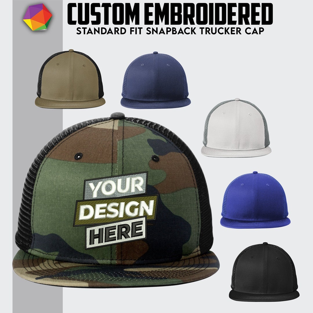 New Era ® Flat Bill Trucker Hat Custom Embroidered Hats, Personalized ...