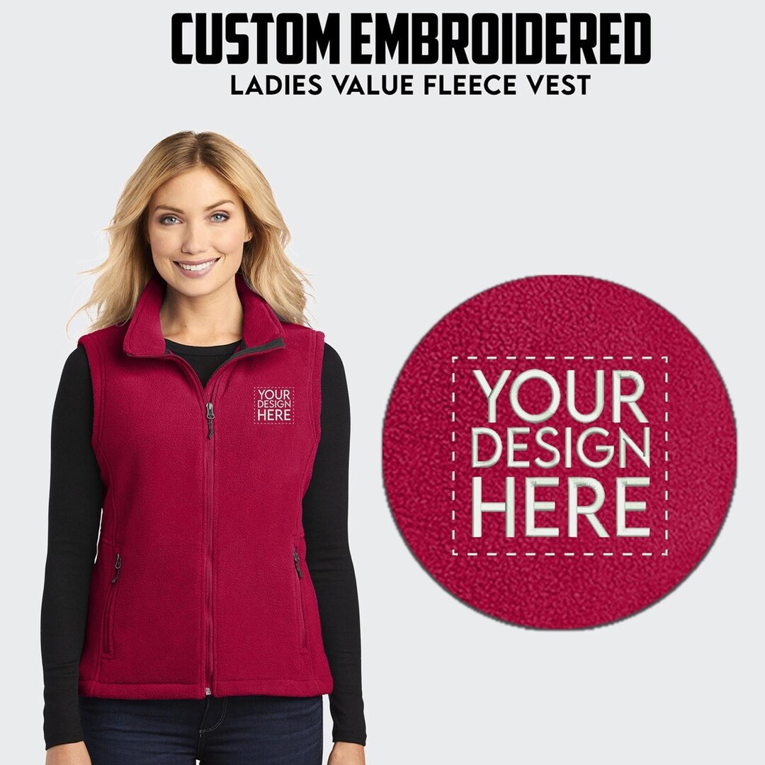 Custom Embroidered Vest, Custom Ladies Fleece Vest, Monogrammed Vest ...