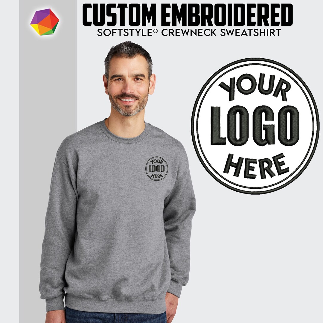 Custom Embroidered Crewneck Sweatshirt, Make Your Own Logo, Customized ...