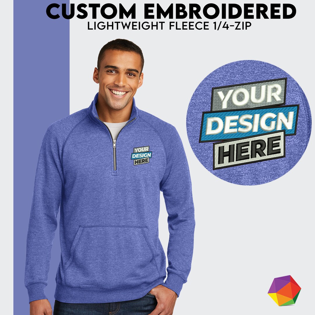 Custom Embroidered Quarter Zip Sweatshirt, Custom Embroidery 1/4 Zip ...