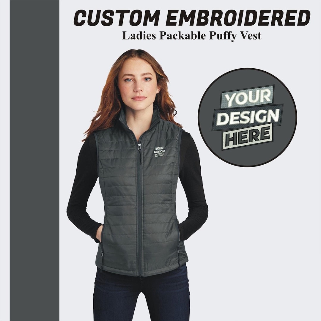 Port Authority® Women's Puffer Vest Jacket Custom Embroidered Vest ...