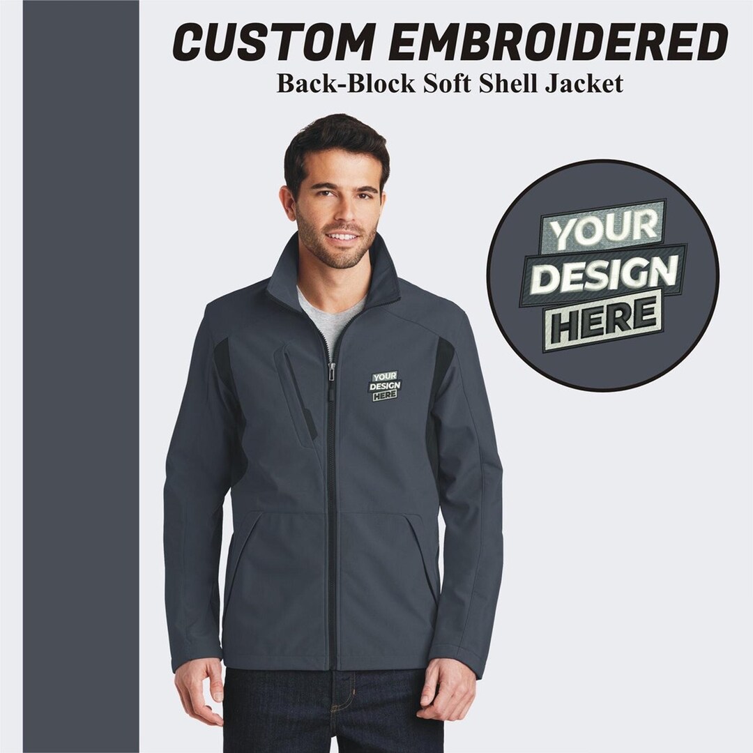 Custom Embroidered Soft Shell Jacket: Port Authority Windbreaker - Etsy