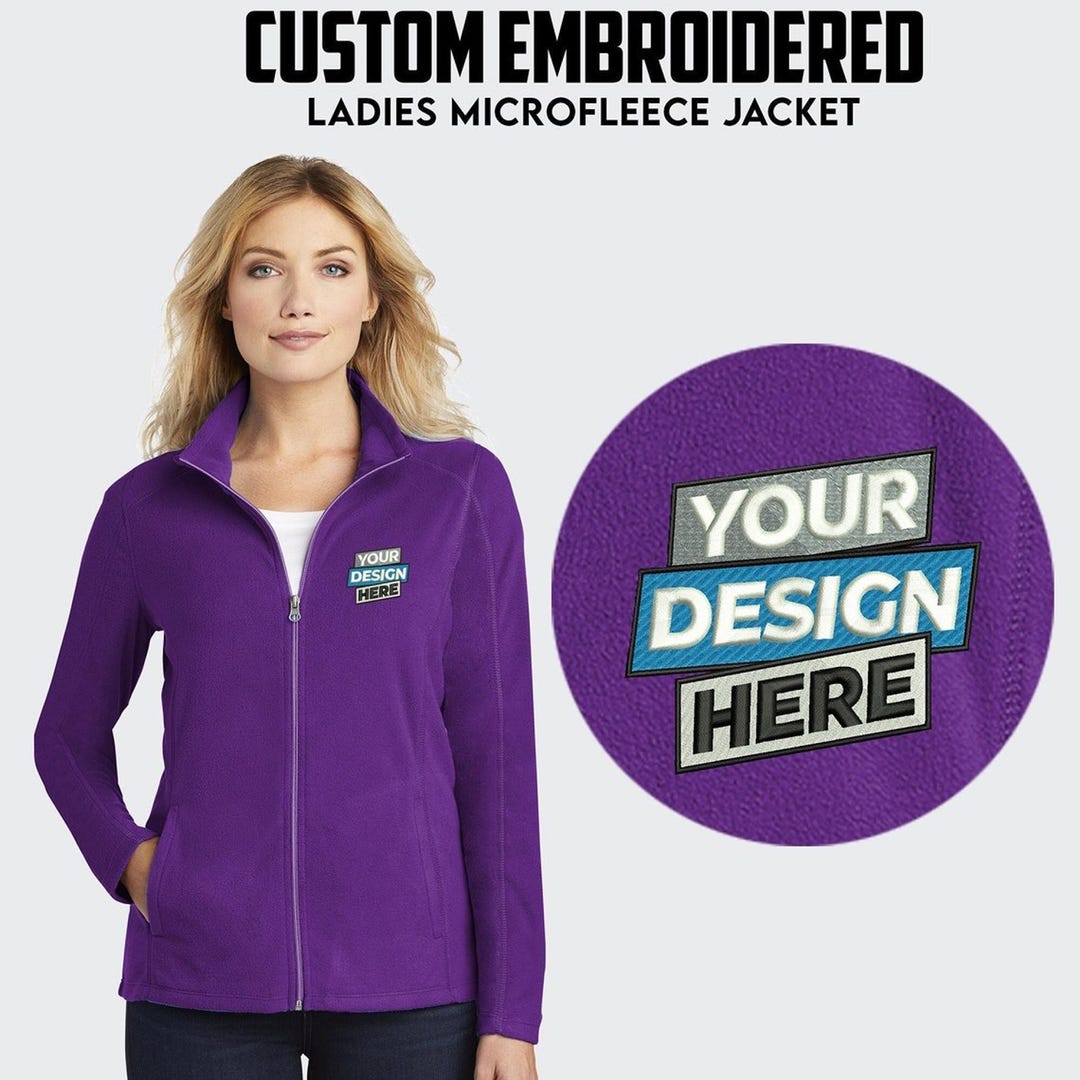 Custom Embroidered Microfleece Jacket: Women's Zip Up - Etsy