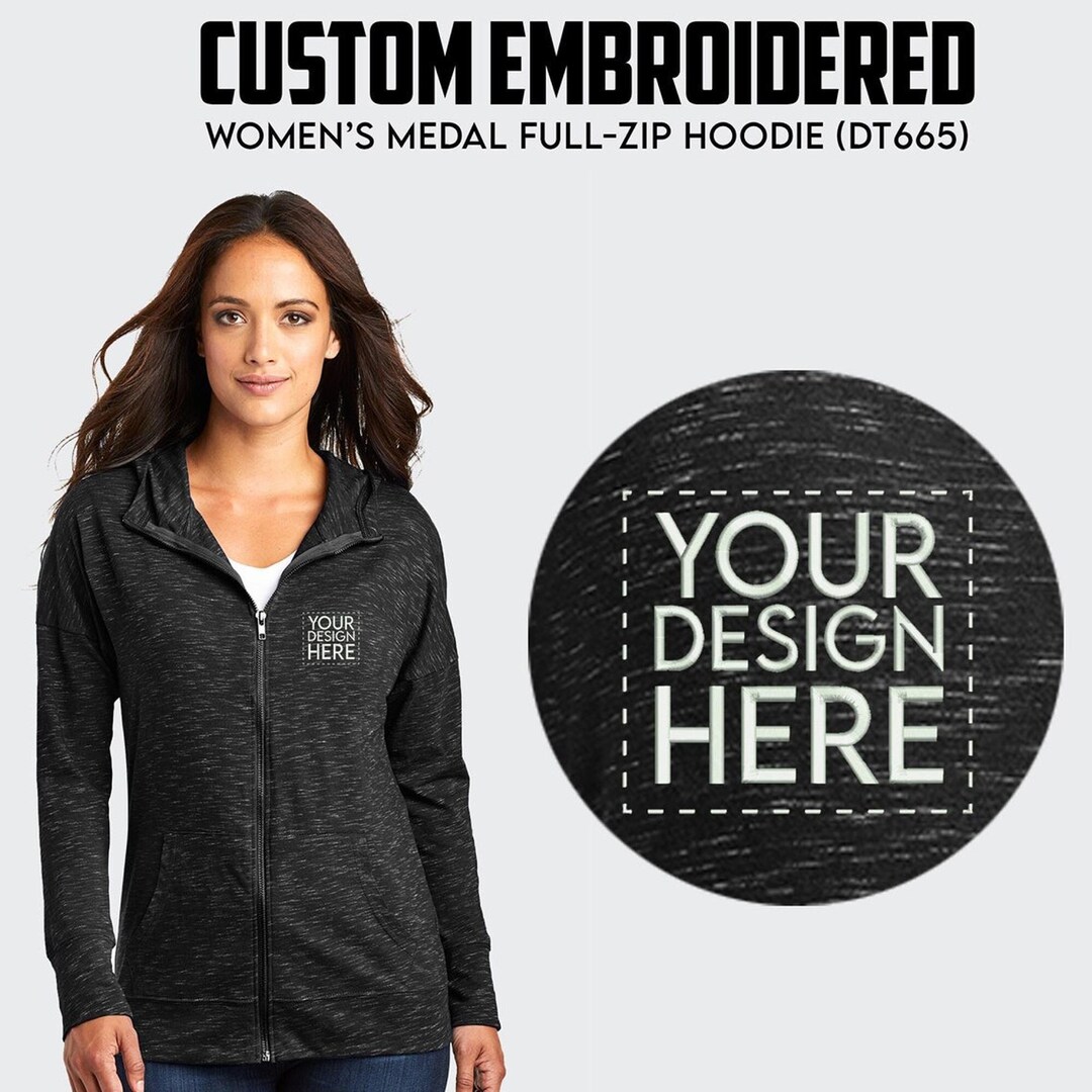 Custom Embroidered Women's Full-zip Hoodie: Personalized Design - Etsy