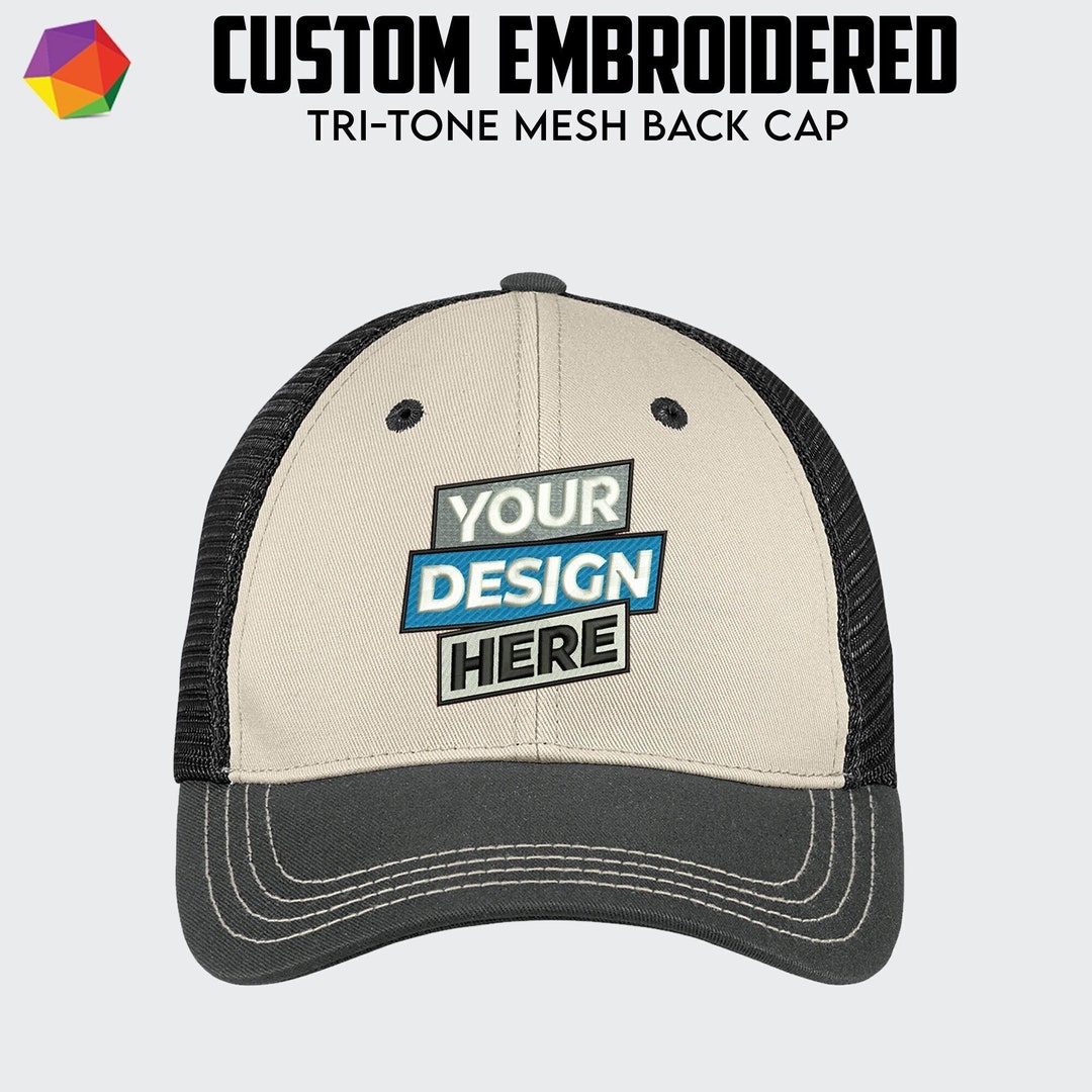 District® Custom Embroidered Trucker Cap, Custom Embroidery Cap, Custom ...