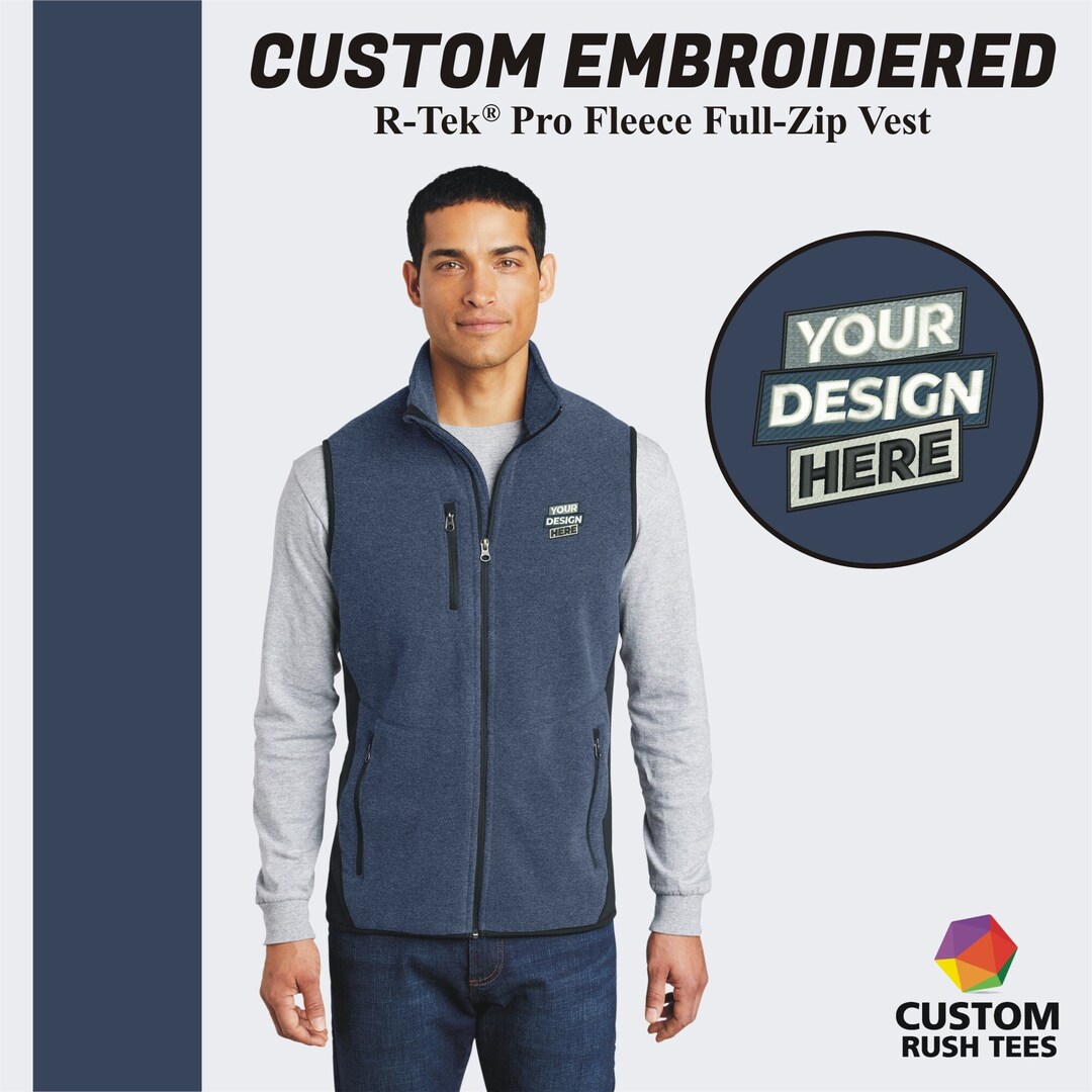 Men's Custom Fleece Full Zip Vest Custom Embroidered Vest Customize ...