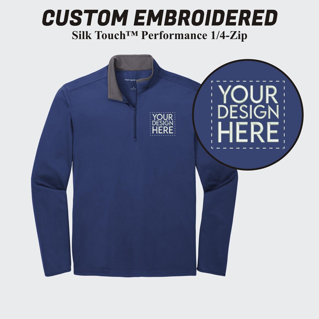 Custom Embroidered Quarter Zip Pullover: Silk Touch Performance - Etsy