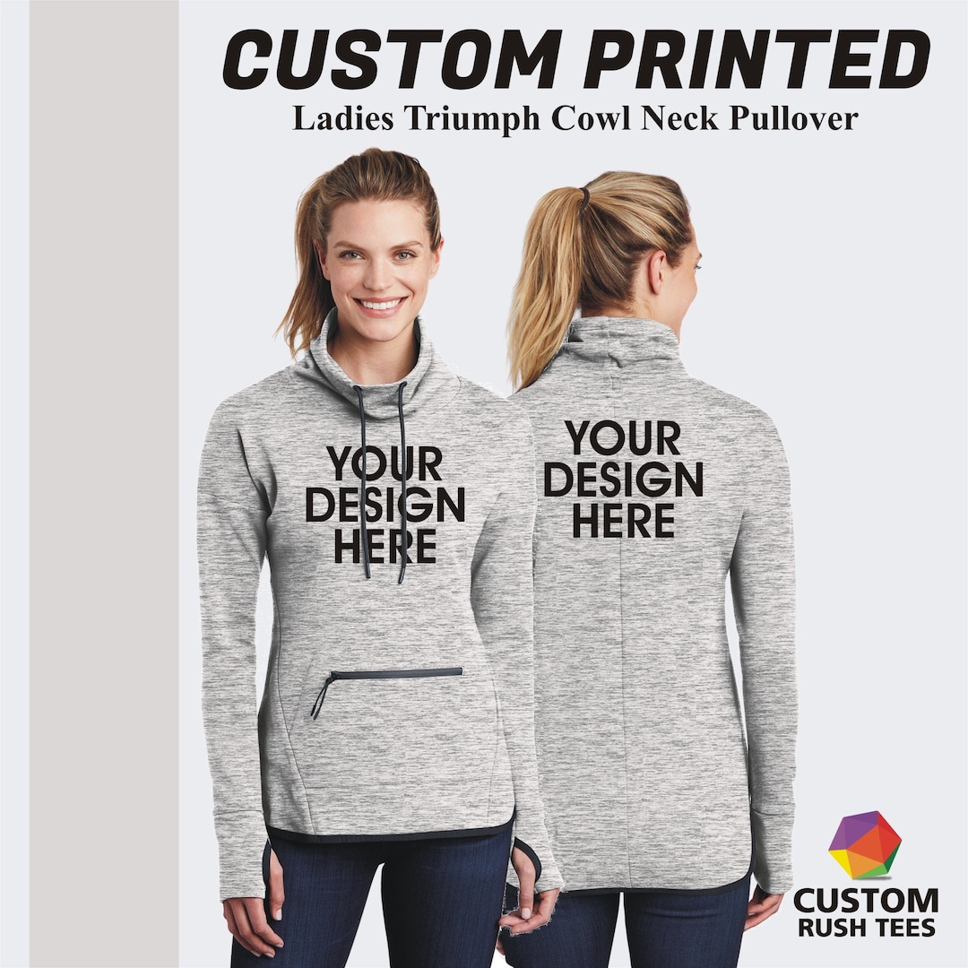 Custom Women's Hoodie, Design Your Hoodie, Cowl Neck Pullover Hoodie ...