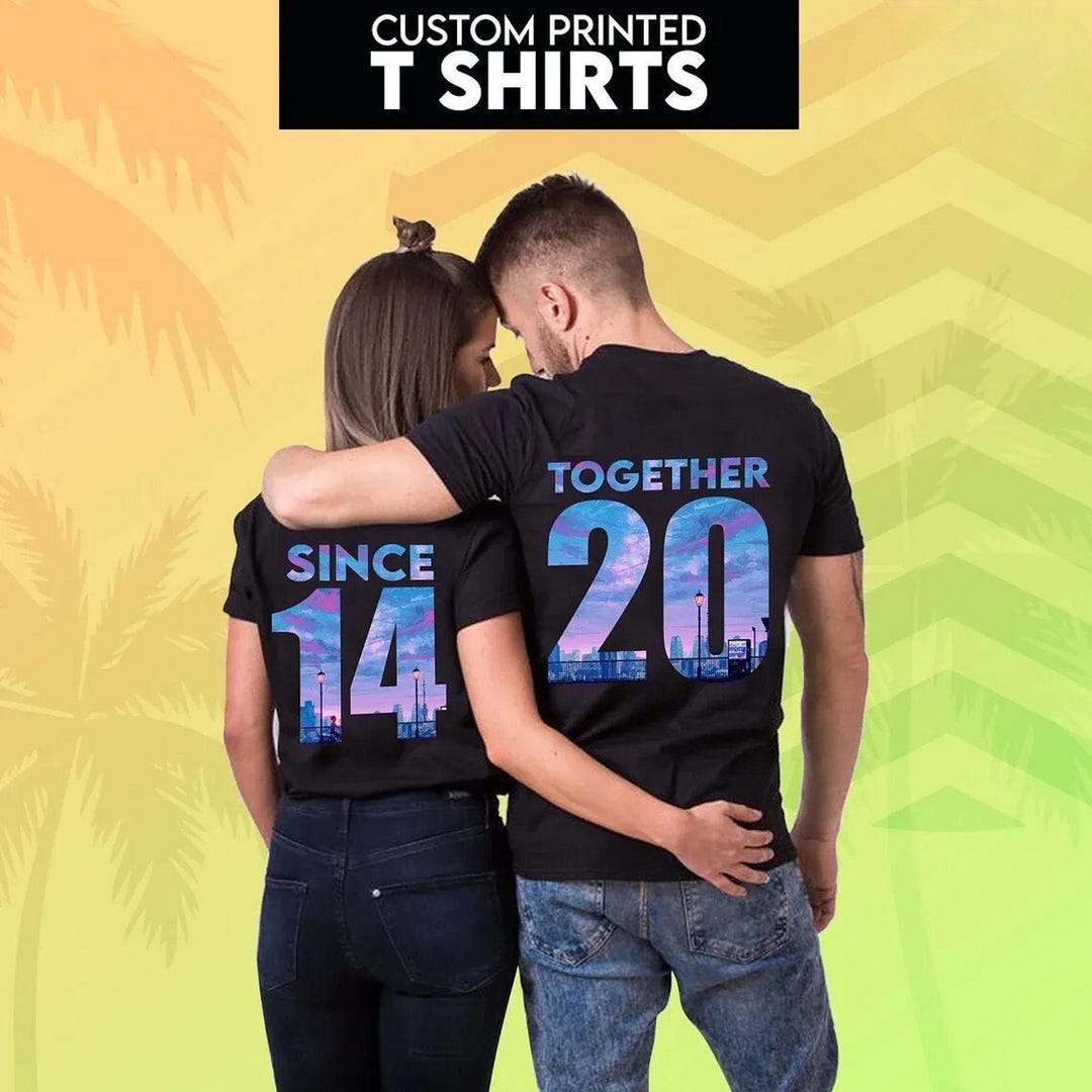 Personalized Anniversary Couple T-shirts: Custom Date Matching Tees - Etsy