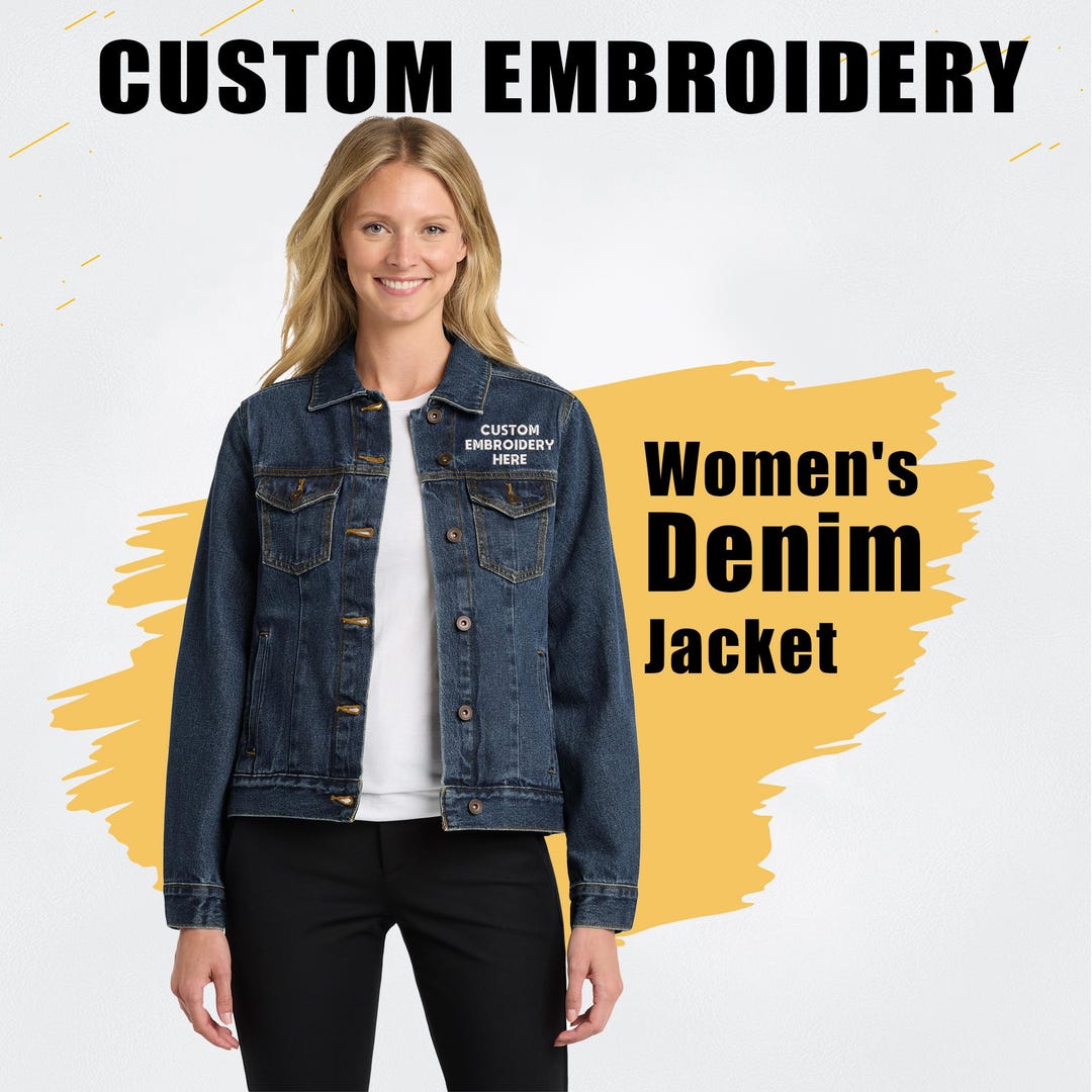 Custom Embroidered Denim Jacket: Personalized Women's Jean Jacket - Etsy