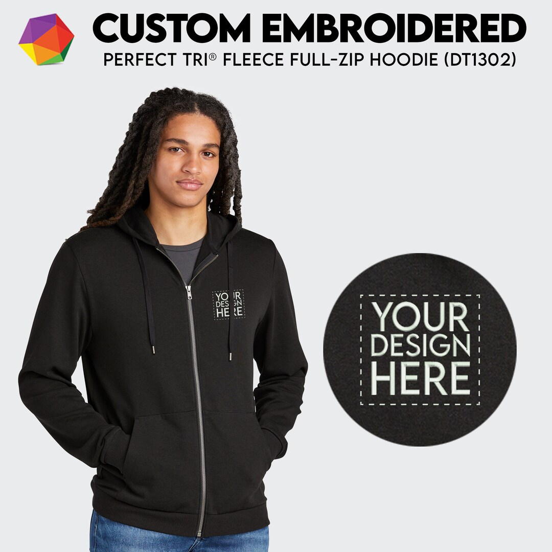 Custom Embroidered Zip up Hoodie Custom Zipper Hooded Sweatshirt ...