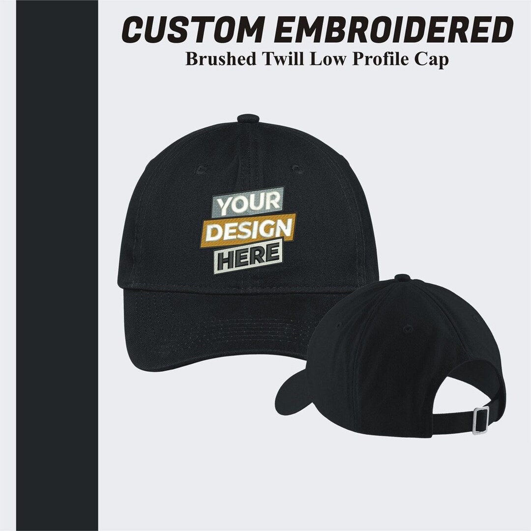 Custom Embroidered Low Profile Hat: Personalized Brushed Twill Cap - Etsy