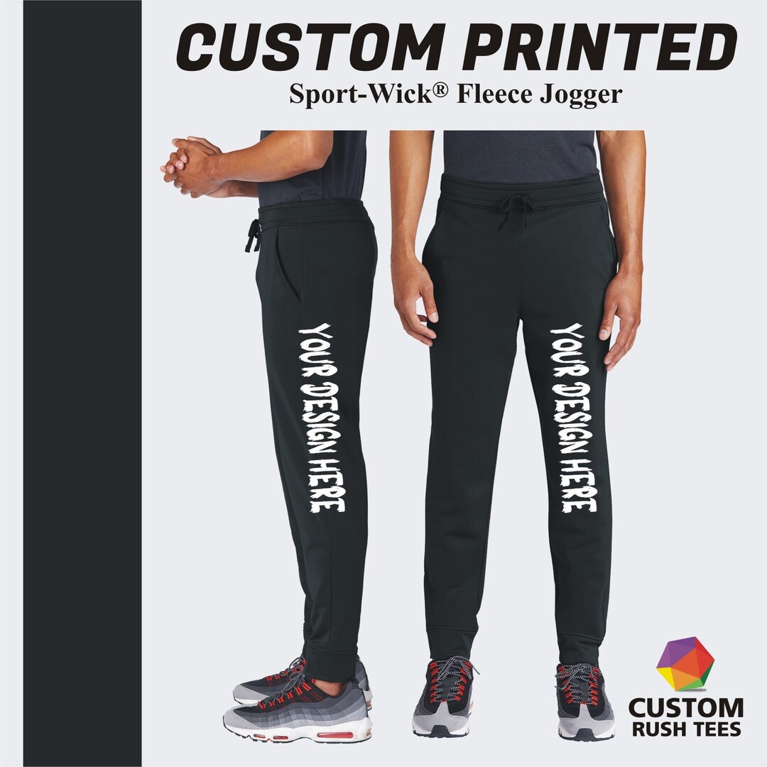 Sport-tek® Custom Men's Fleece Jogger Fitted Pant, Print on Demand, Men ...