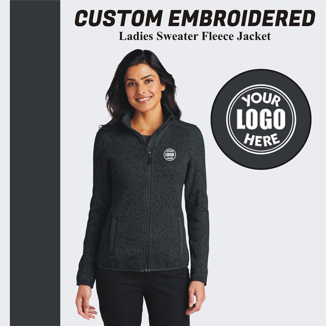 Custom Embroidered Sweater Fleece Jacket: Full Zip Winter Coat - Etsy