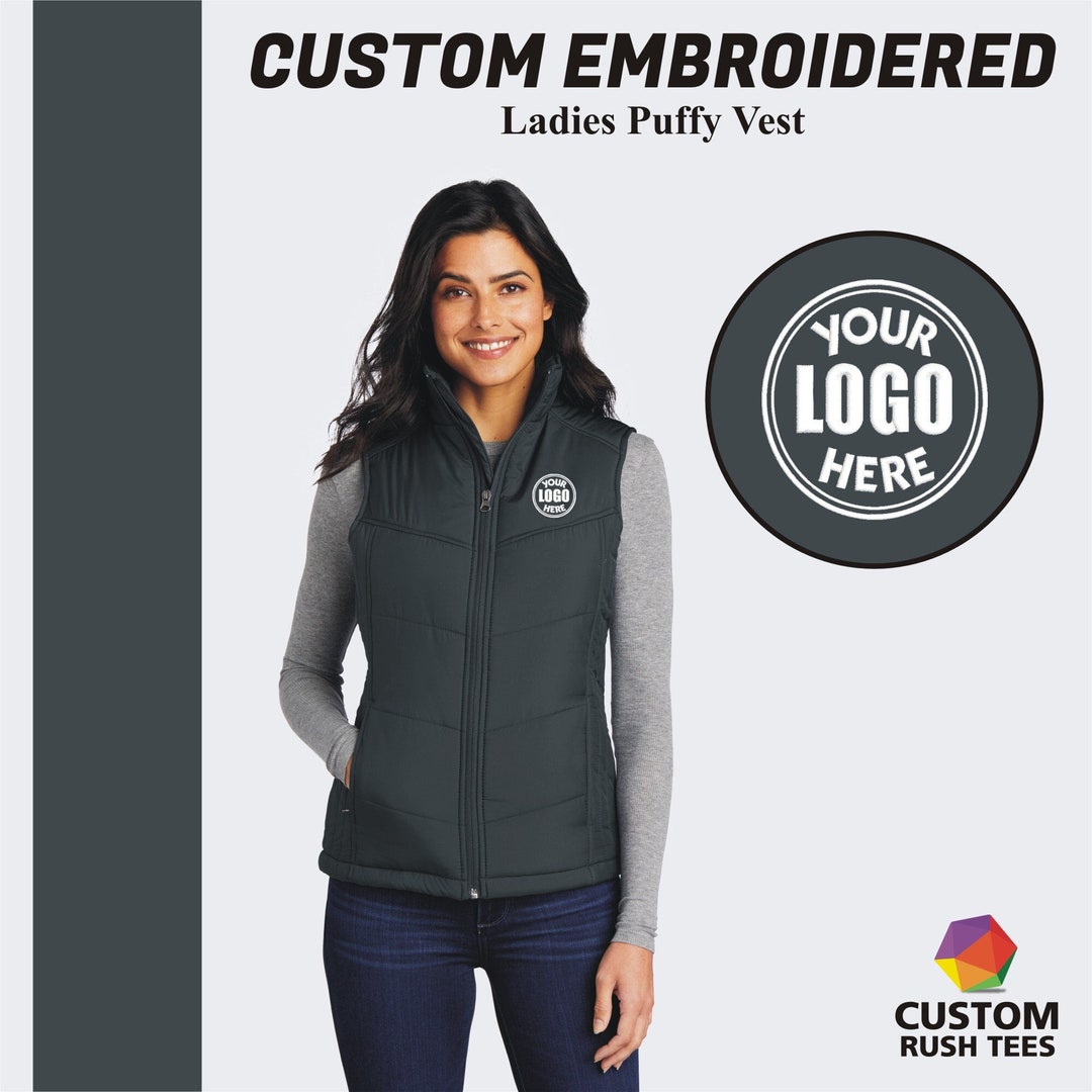 Port Authority® Ladies Puffy Vest Jacket Custom Embroidered Vest ...