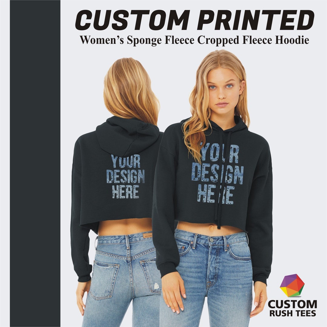 Custom Crop Top Hoodie Women Customizable Print Hoodie BELLACANVAS ...